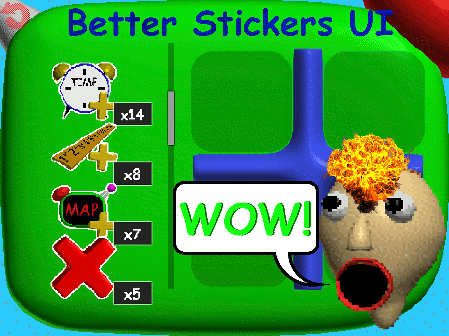 (0.13.X) Better Stickers UI Mod for Baldi's Basics | Baldi Mods