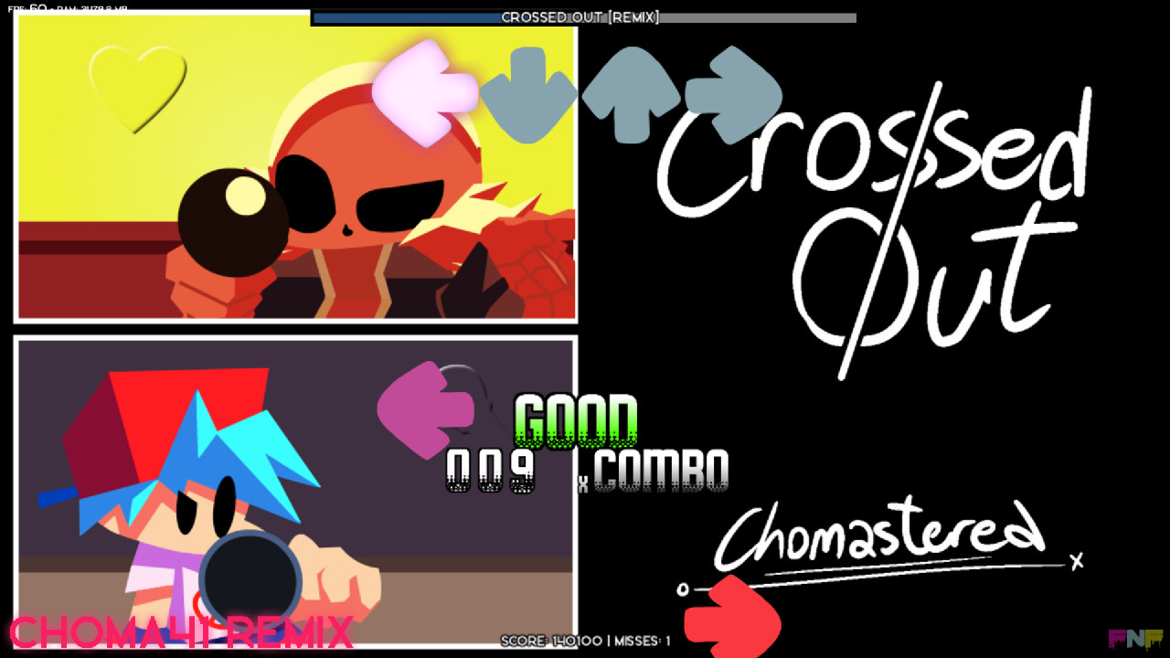 Indie Cross - Crossed Out (Hot Fix) Mod for Friday Night Funkin' | FNF Mods