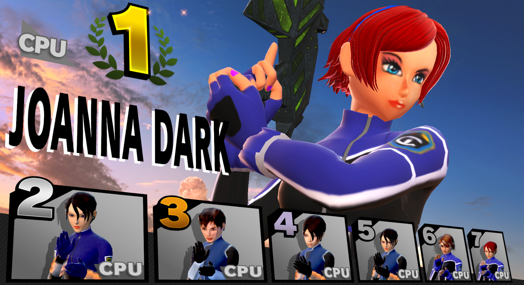 Joanna Dark (Perfect Dark) over Zero Suit Samus Mod for Super Smash ...