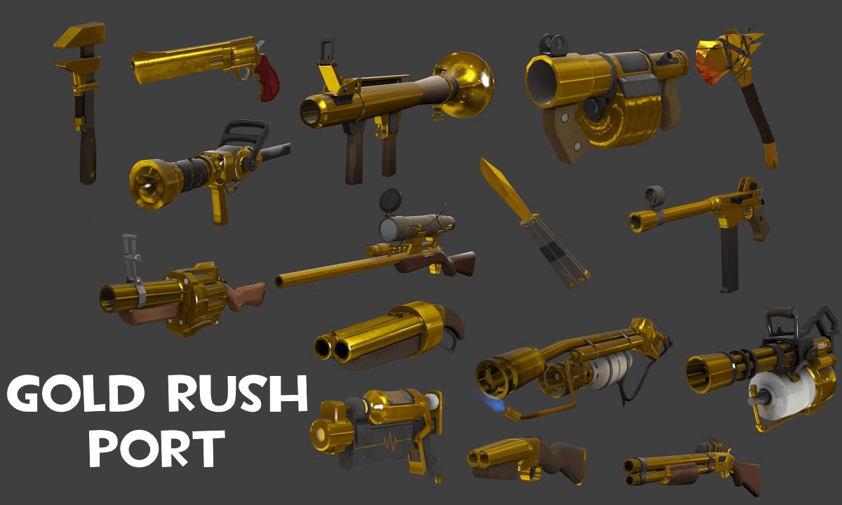 Australium Weapons for Gold Rush Pack Mod for Team Fortress 2: Gold ...
