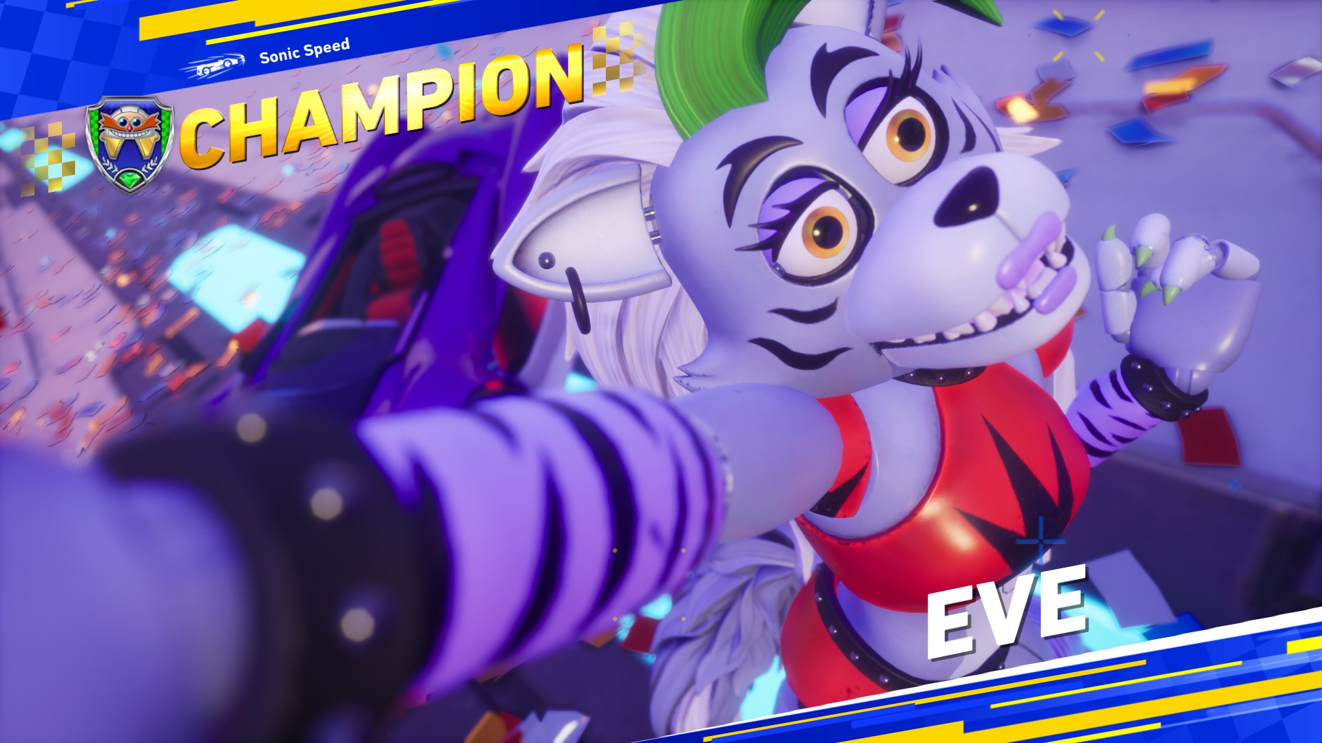 Roxanne Wolf over Miku Mod for Sonic Racing: CrossWorlds | SR:CW Mods