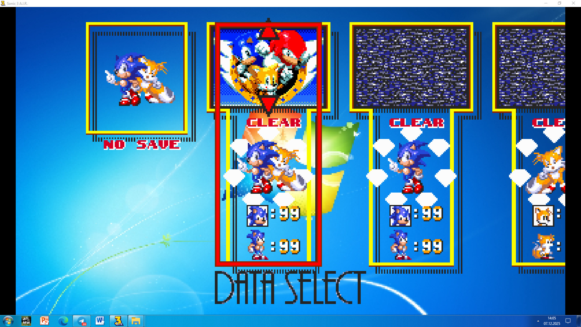 Windows 7 Data Select Mod for Sonic 3 A.I.R. | S3AIR Mods
