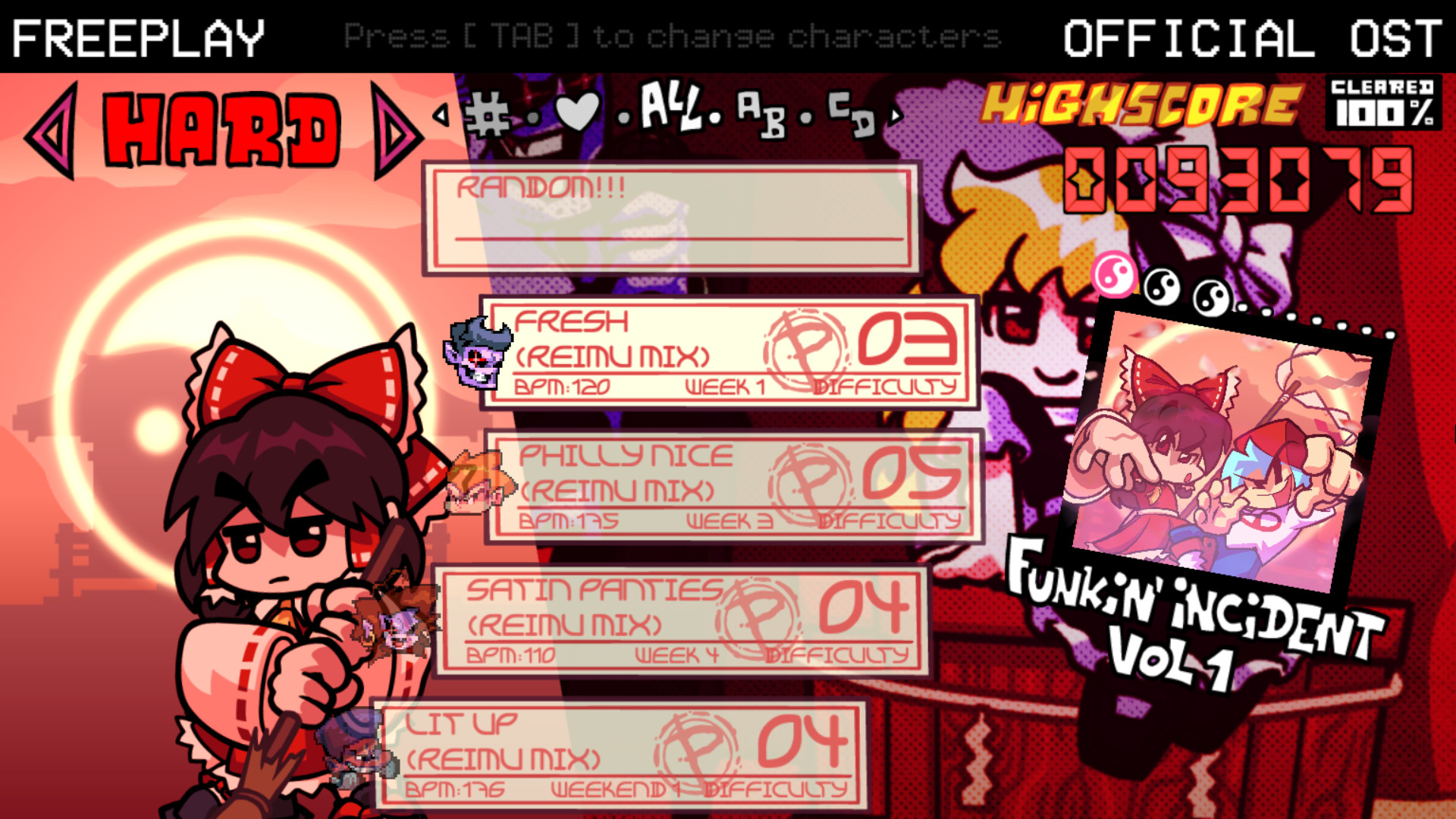 Playable Reimu: Funkin’ Incident Mod for Friday Night Funkin' | FNF Mods