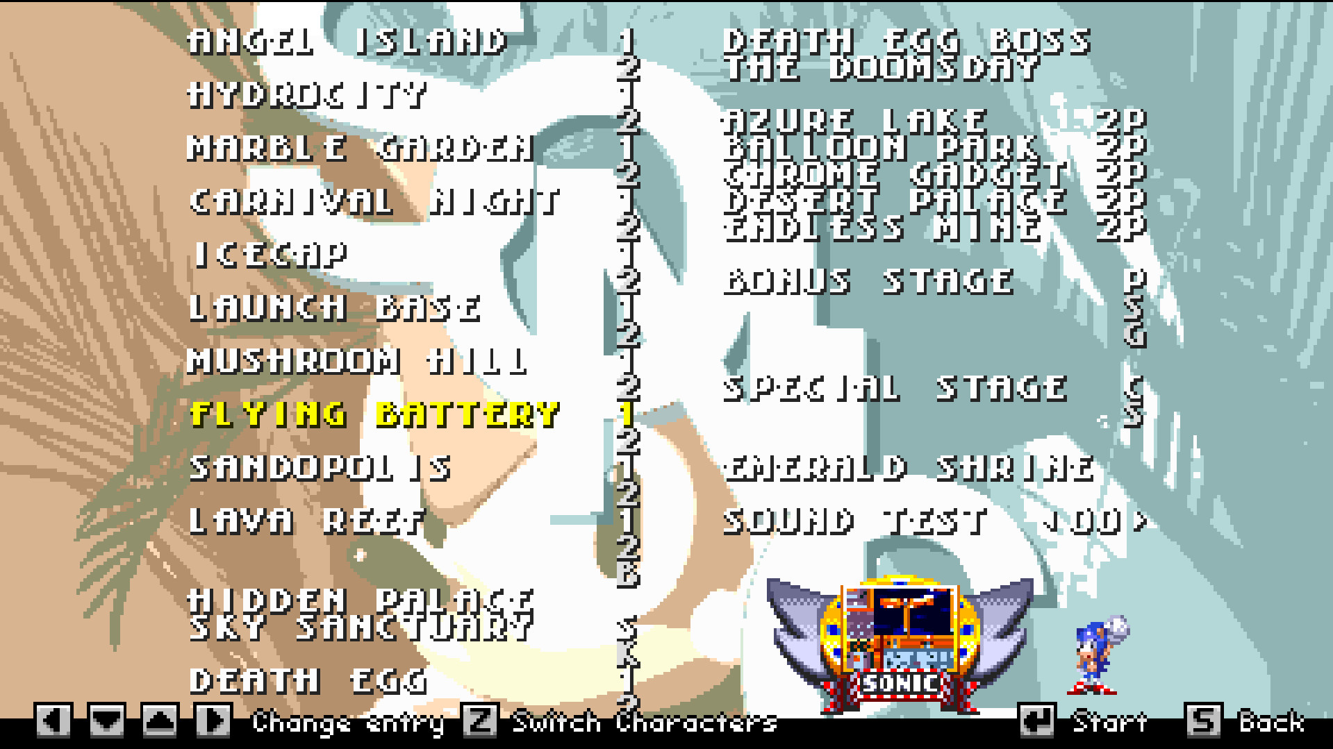 Sonic 3 Rebuilt Level Select Plus Mod for Sonic 3 A.I.R. | S3AIR Mods