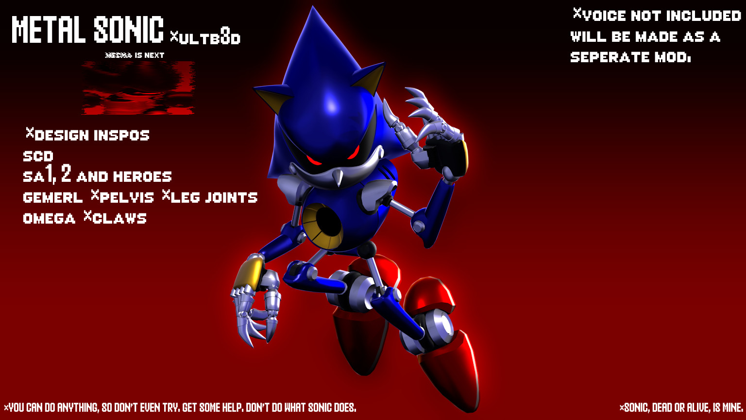 Metal Sonic (UltB3D) Mod for Sonic Racing: CrossWorlds | SR:CW Mods