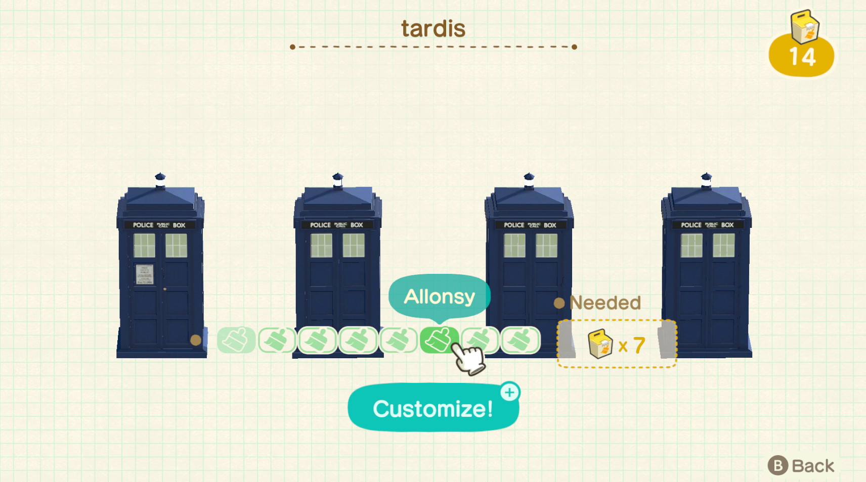 Tardis Diy Recipe Mod for Animal Crossing: New Horizons | ACNH Mods