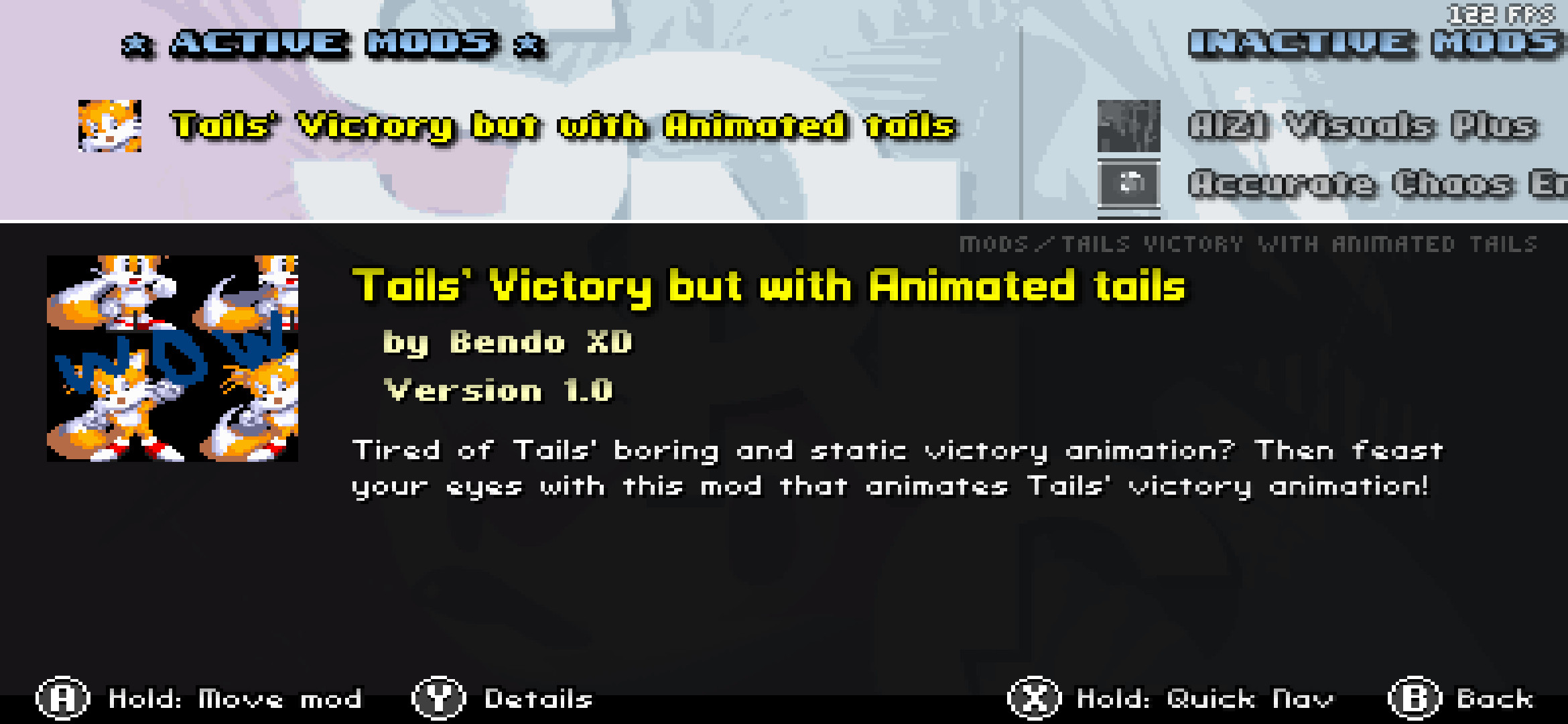 Animated Tails' tails on Victory Animation Mod for Sonic 3 A.I.R ...