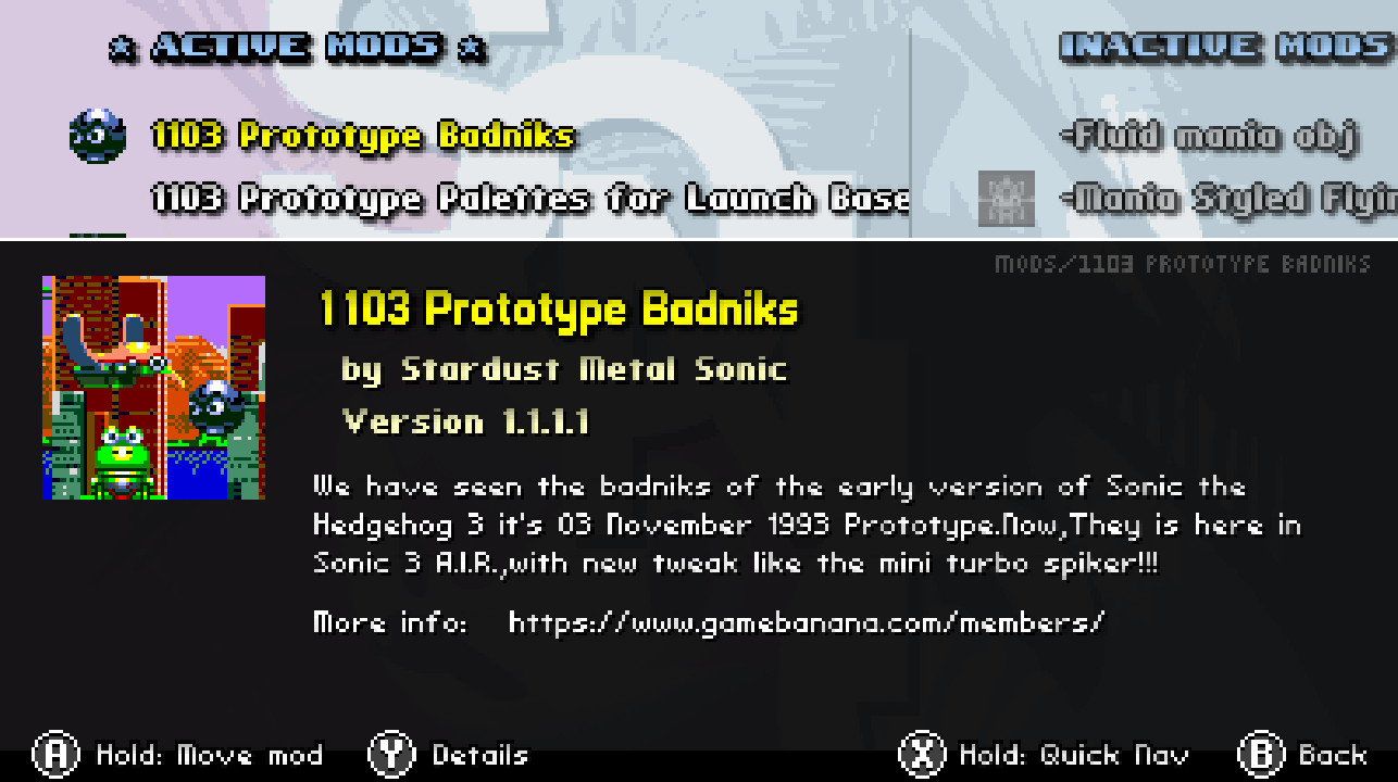 1103 Prototype Badniks Mod for Sonic 3 A.I.R. | S3AIR Mods
