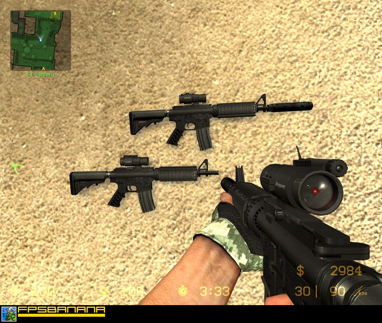 CQB M4A1 *fixed model* improved finger [Counter-Strike: Source] [Mods]