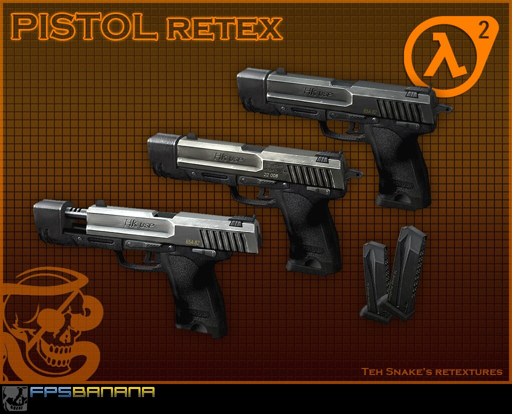 Pistol 100 % retexture Mod for Half-Life 2 | HL2 Mods