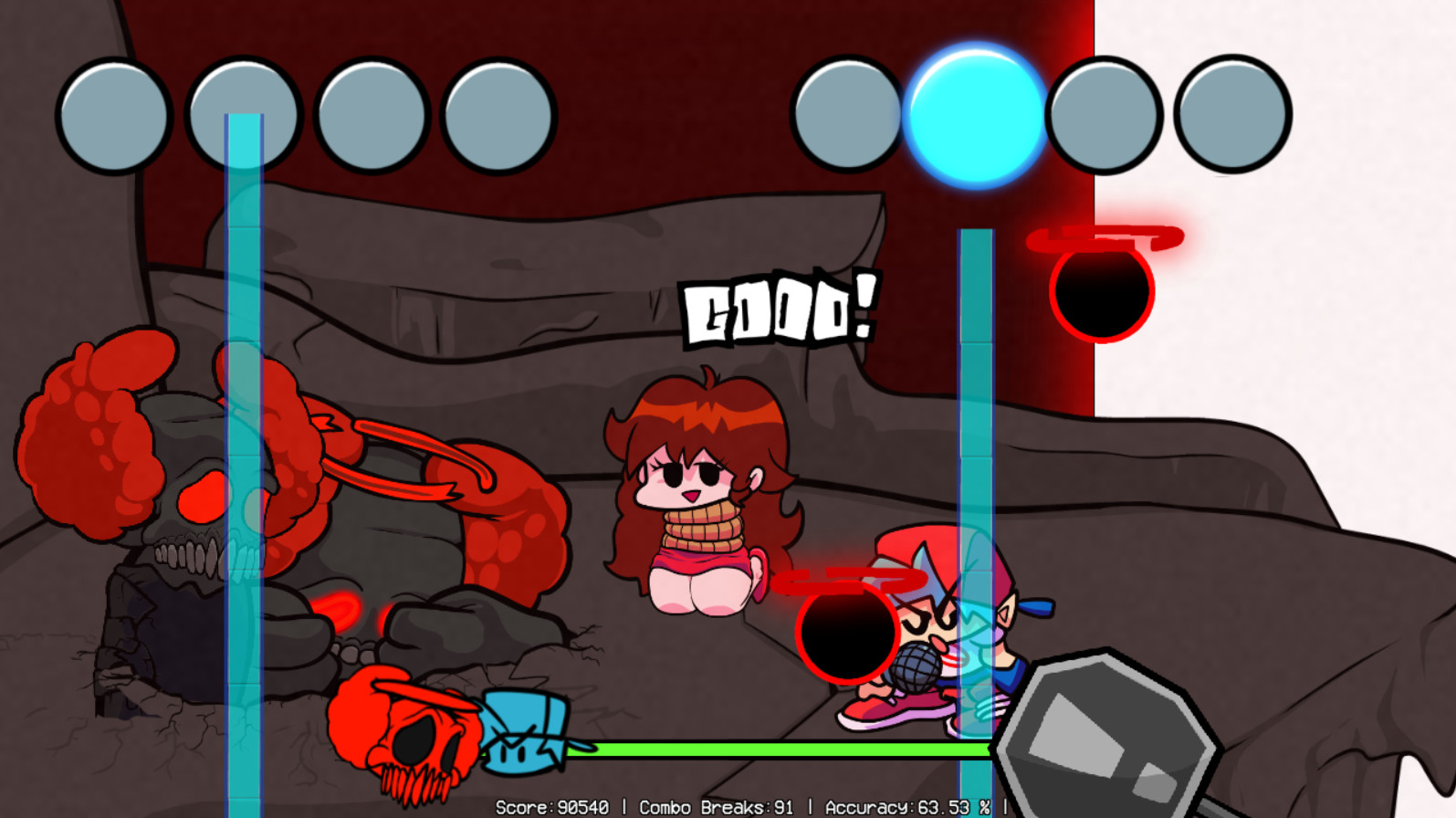 Circle variants of the fire and halo notes [Friday Night Funkin'] [Mods]