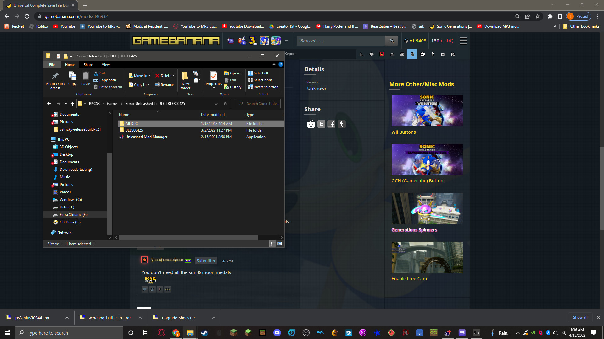 Universal Complete Save File [Sonic Unleashed (X360/PS3)] [Mods]