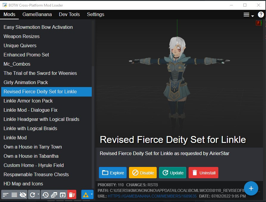 Revised Fierce Deity Set for Linkle [The Legend of Zelda: Breath of the ...