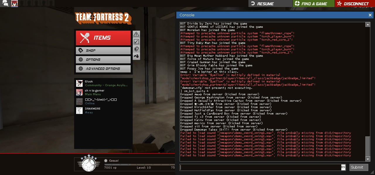 Customs Sounds Error Question for Team Fortress 2 | TF2 Questions