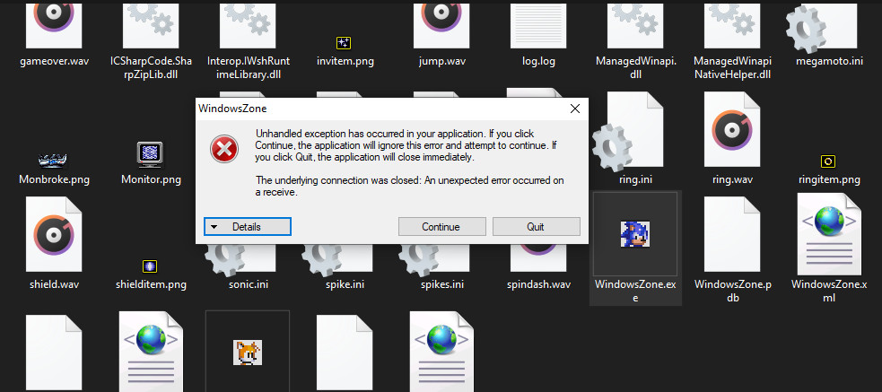 An error when launching Windowzone Question for Sonic WindowsZone | SWZ ...