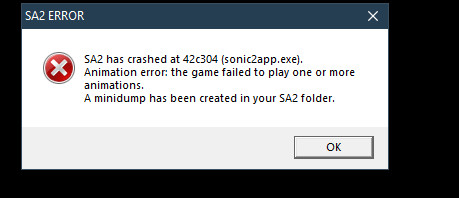 Modern SA2 v6 Crashes Question for Sonic Adventure 2 | SA2 Questions