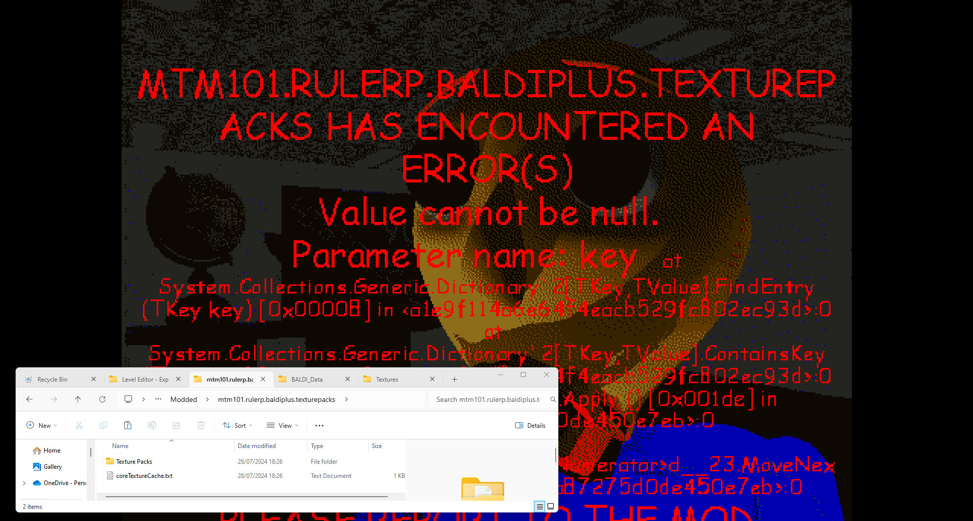 Texture Pack Mod Error Question for Baldi's Basics | Baldi Questions