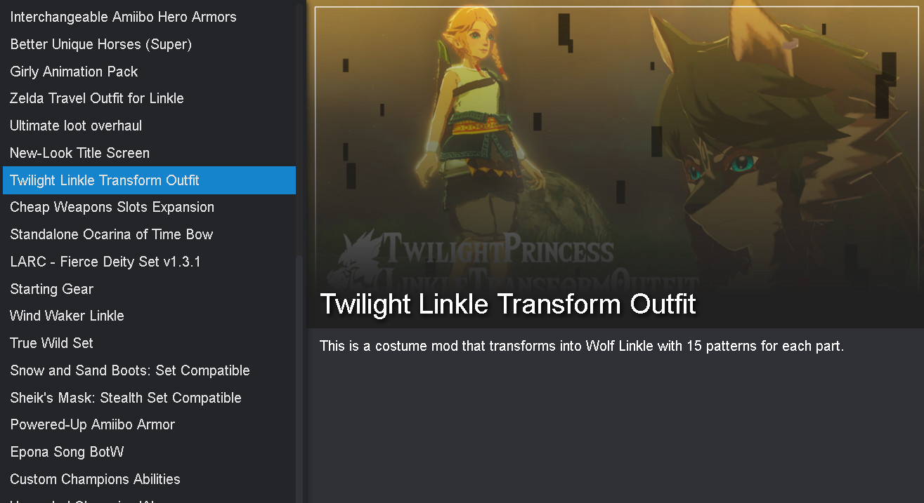 About TP Twilight Linkle Transform Outfit Mod Question for The Legend ...