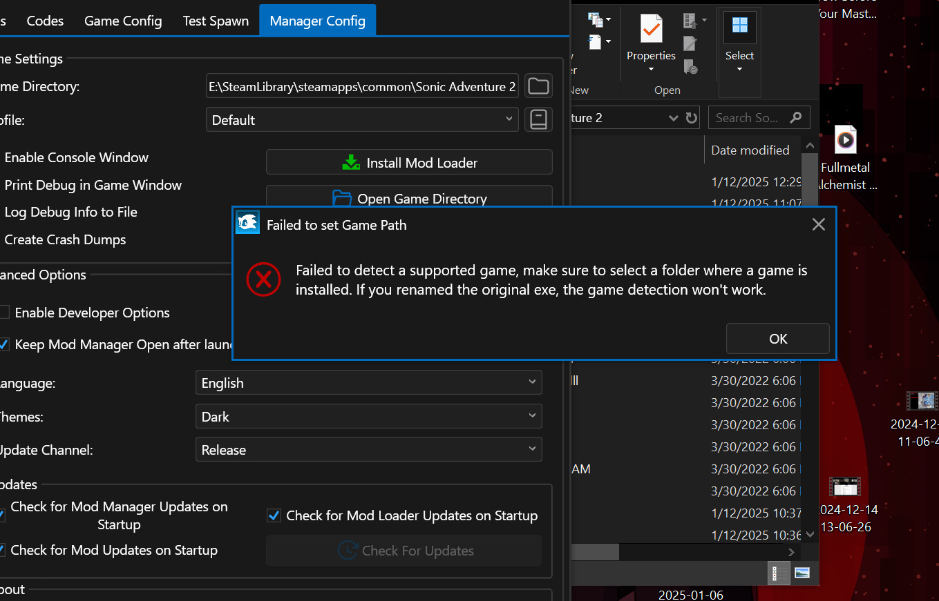 Mod Manager No Detect SA2 Help Pls!? Question for Sonic Adventure 2 | SA2 Questions
