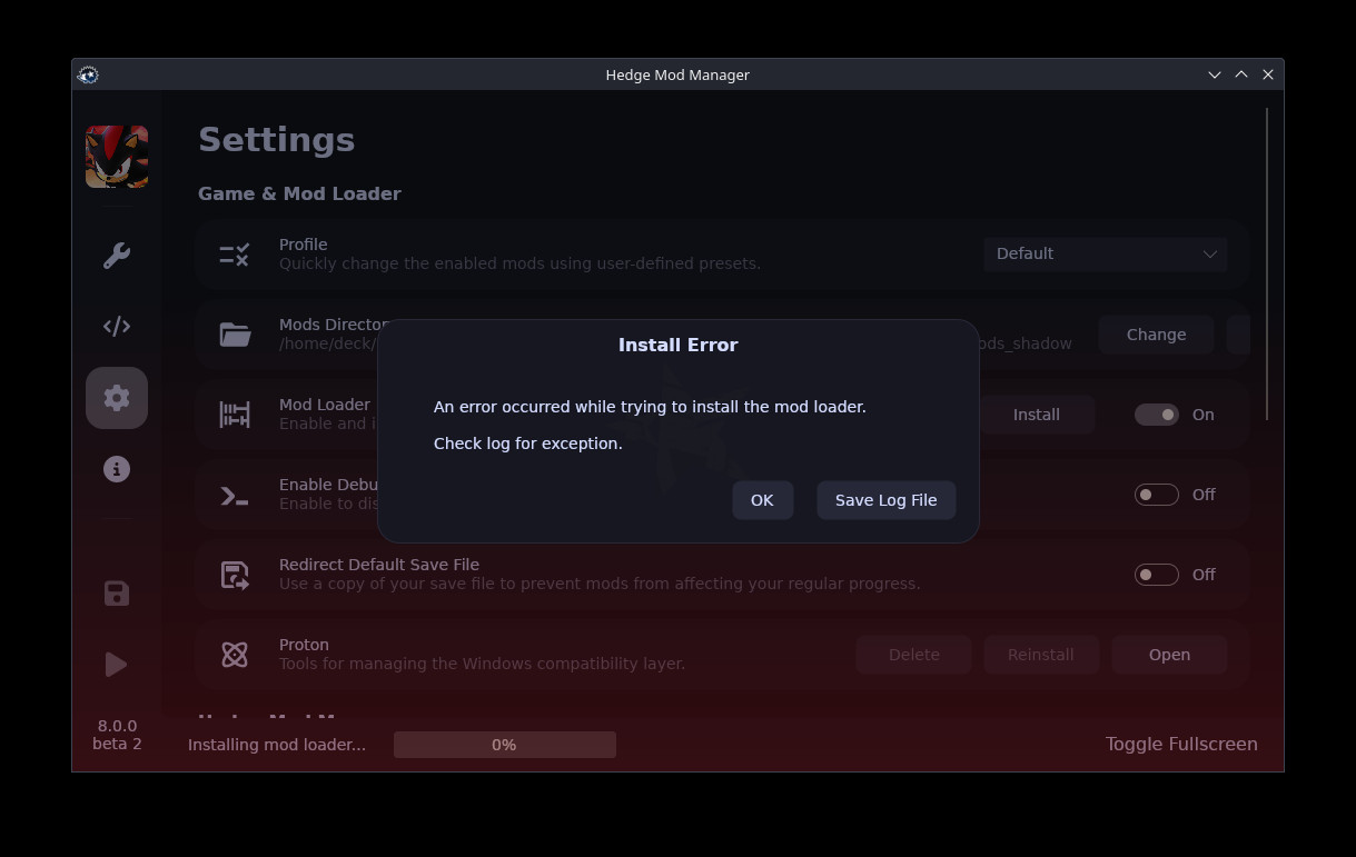 I can't install the mod loader on Shadow gens Question for Shadow Generations | SXSGShadow Questions