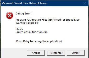 Microsoft Visual C++ Debug Library error Question for Need for Speed: Most Wanted (2005) | NFS ...