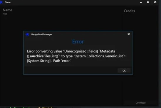 hedgemodmanager error converting value Question for Sonic Generations (2011) | Gens Questions