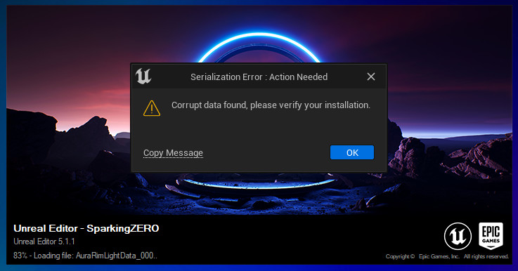 Sparking Zero Unreal Project Error Question for Dragon Ball: Sparking! ZERO | DBSZ Questions
