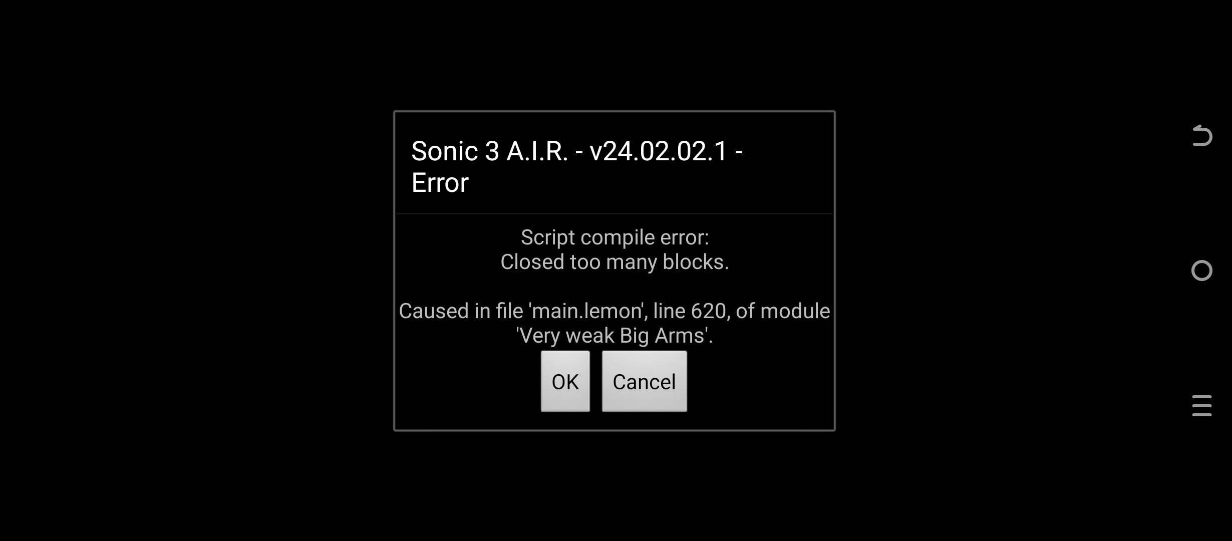 Closed too many blocks error Question for Sonic 3 A.I.R. | S3AIR Questions