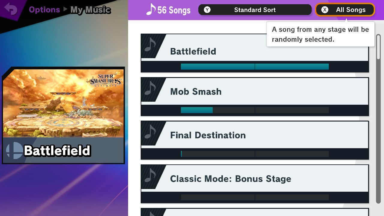 All Songs/My Music toggle for every stage [Super Smash Bros. Ultimate ...