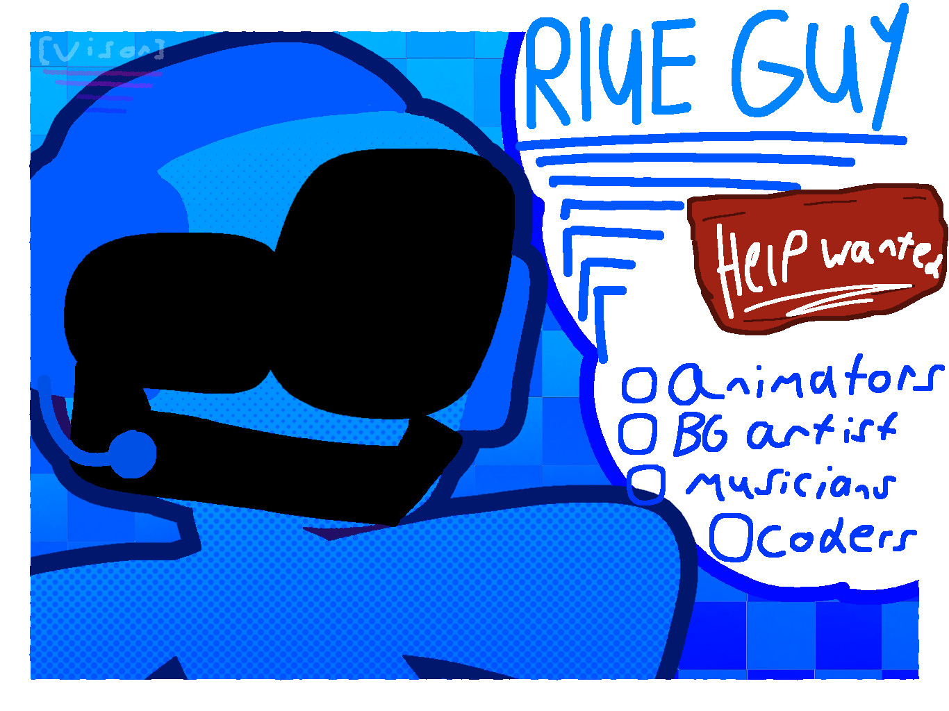 FNF Vs Rlue Guy: HELP WANTED [Friday Night Funkin'] [Requests]