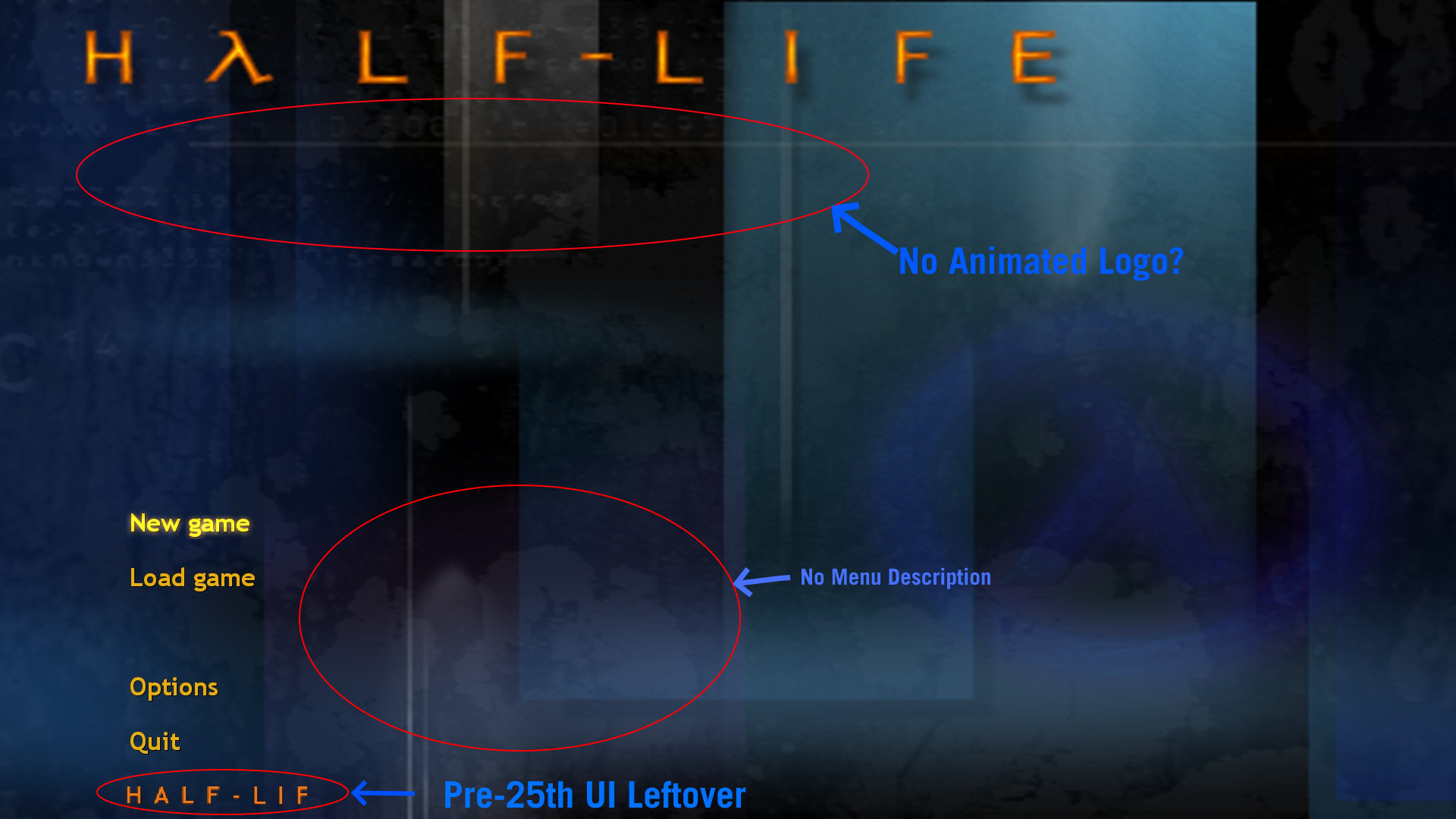 Fixed 25th Anniversary Menu for Blue Shift and Opposing Force? Request ...