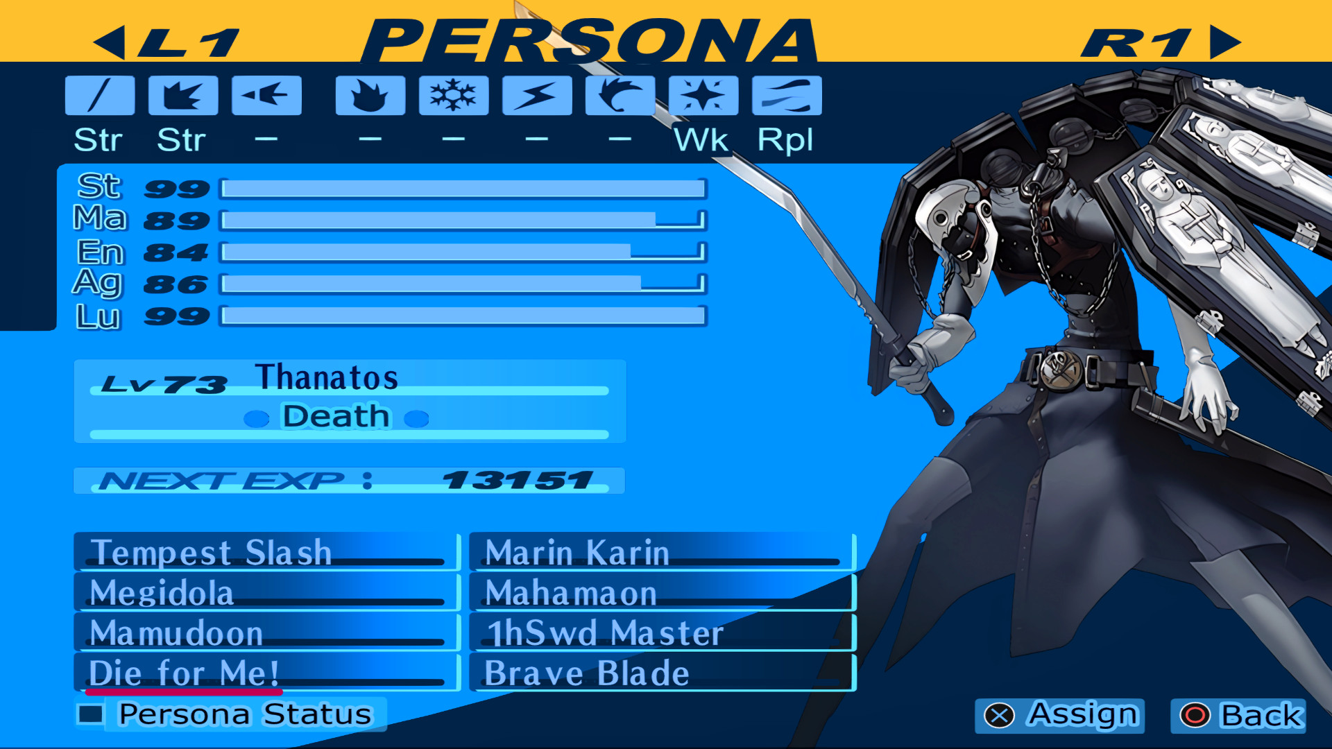 Allow for Thanatos to use Die for Me Request for Persona 3 Reload | P3R Requests