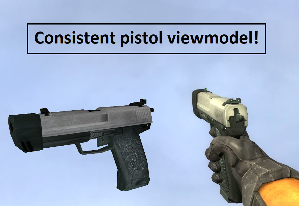 Consistent default Pistol Viewmodel with fixed glowing sights. Request ...