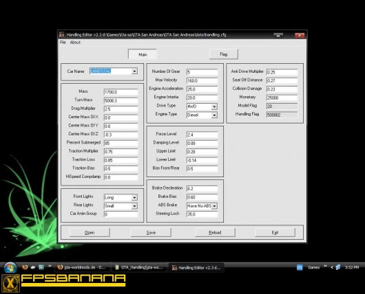 Handling Editor Modding Tool for Grand Theft Auto: San Andreas | GTA:SA ...