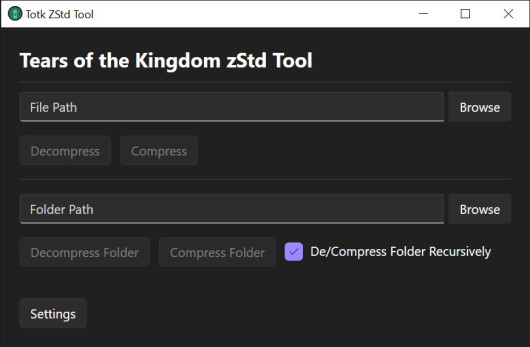 zStandard De/Compression Tool Modding Tool for The Legend of Zelda: Tears of the Kingdom | TOTK ...