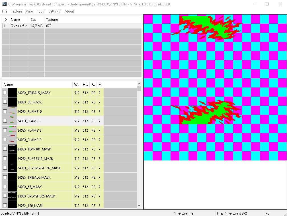 NFS TexEd v1.7 Modding Tool for Need for Speed: Underground | NFS:U Modding Tools