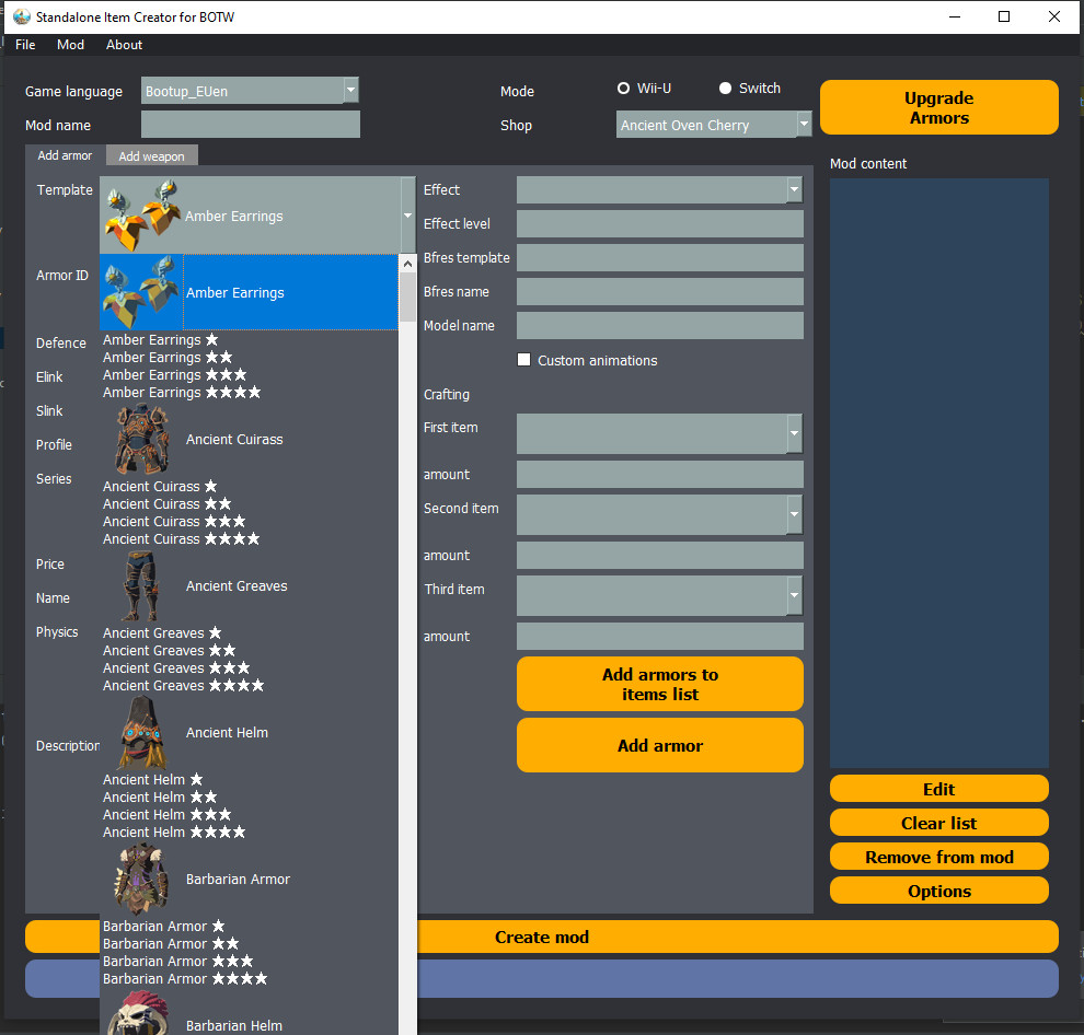 Standalone Items Creator (SIC) Modding Tool for The Legend of Zelda: Breath of the Wild (Switch ...