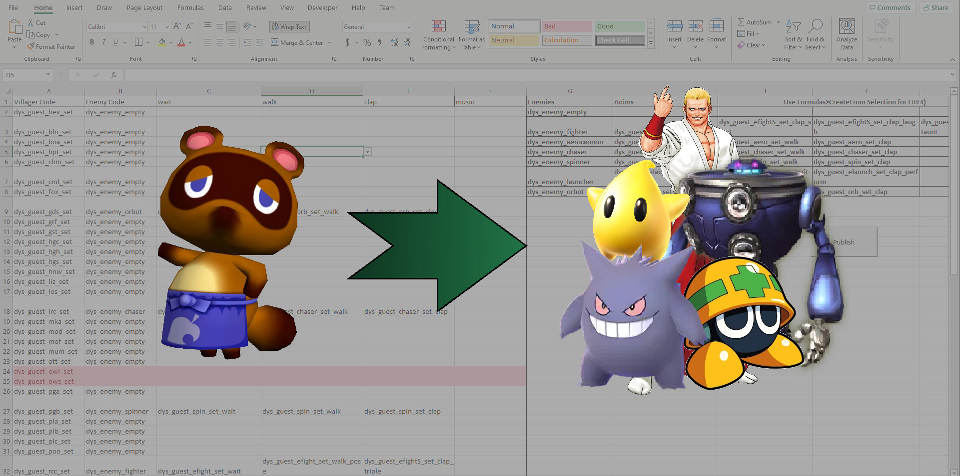 Custom Villager Excel Sheet Modding Tool for Super Smash Bros. Ultimate ...