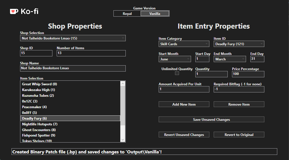 Persona 5 Shop Editor [Persona 5] [Modding Tools]