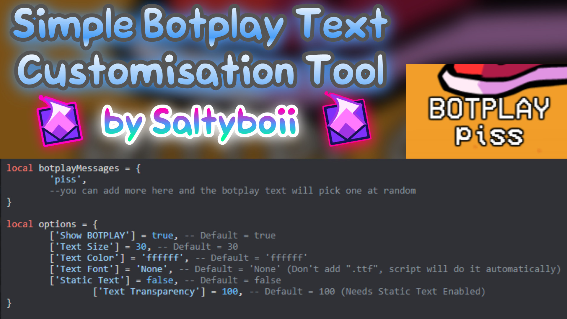 Simple Botplay Text Customisation Tool Modding Tool for Friday Night Funkin' | FNF Modding Tools