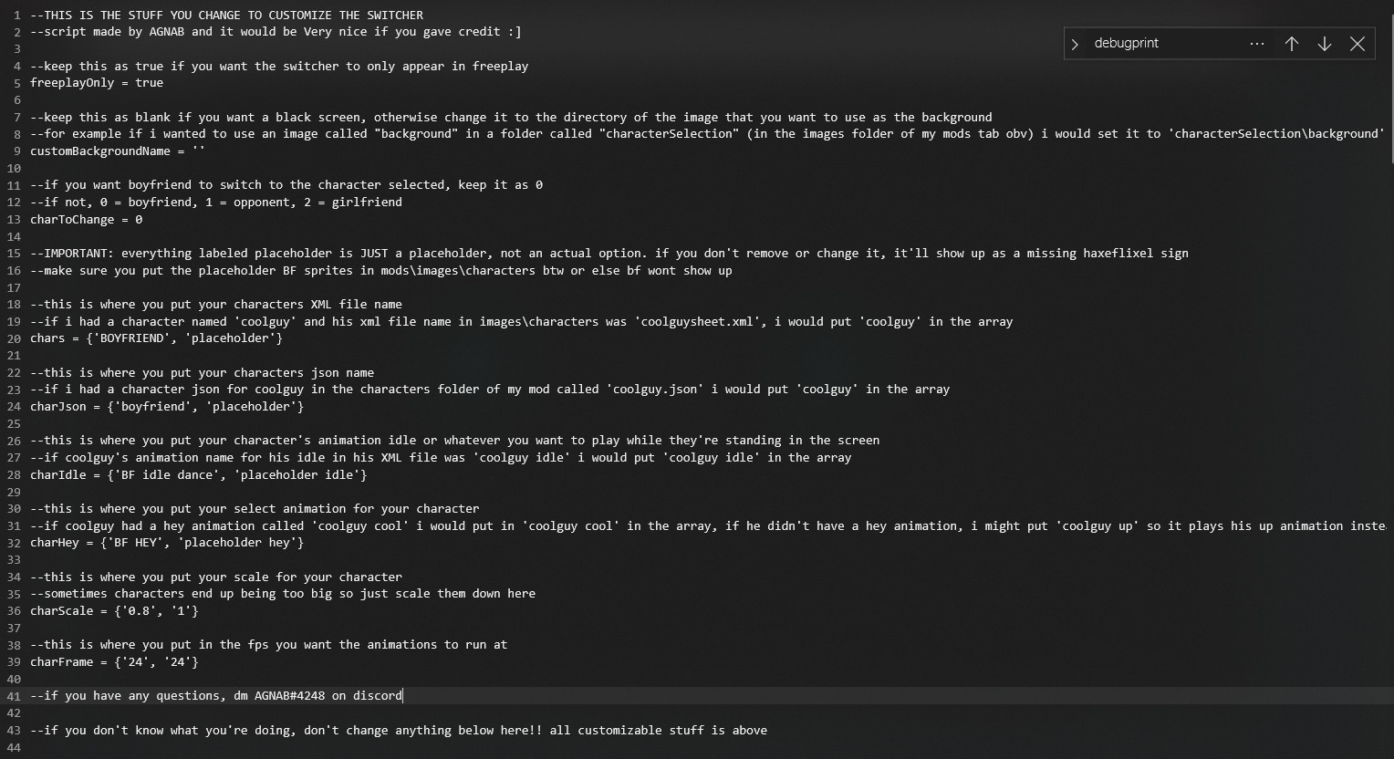 Customizable character select (LUA) Modding Tool for Friday Night Funkin' | FNF Modding Tools