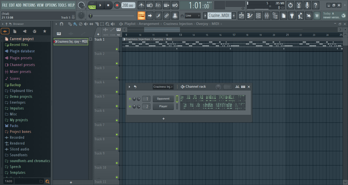 Craziness Injection - Overjoy - MIDI [Friday Night Funkin'] [Modding Tools]