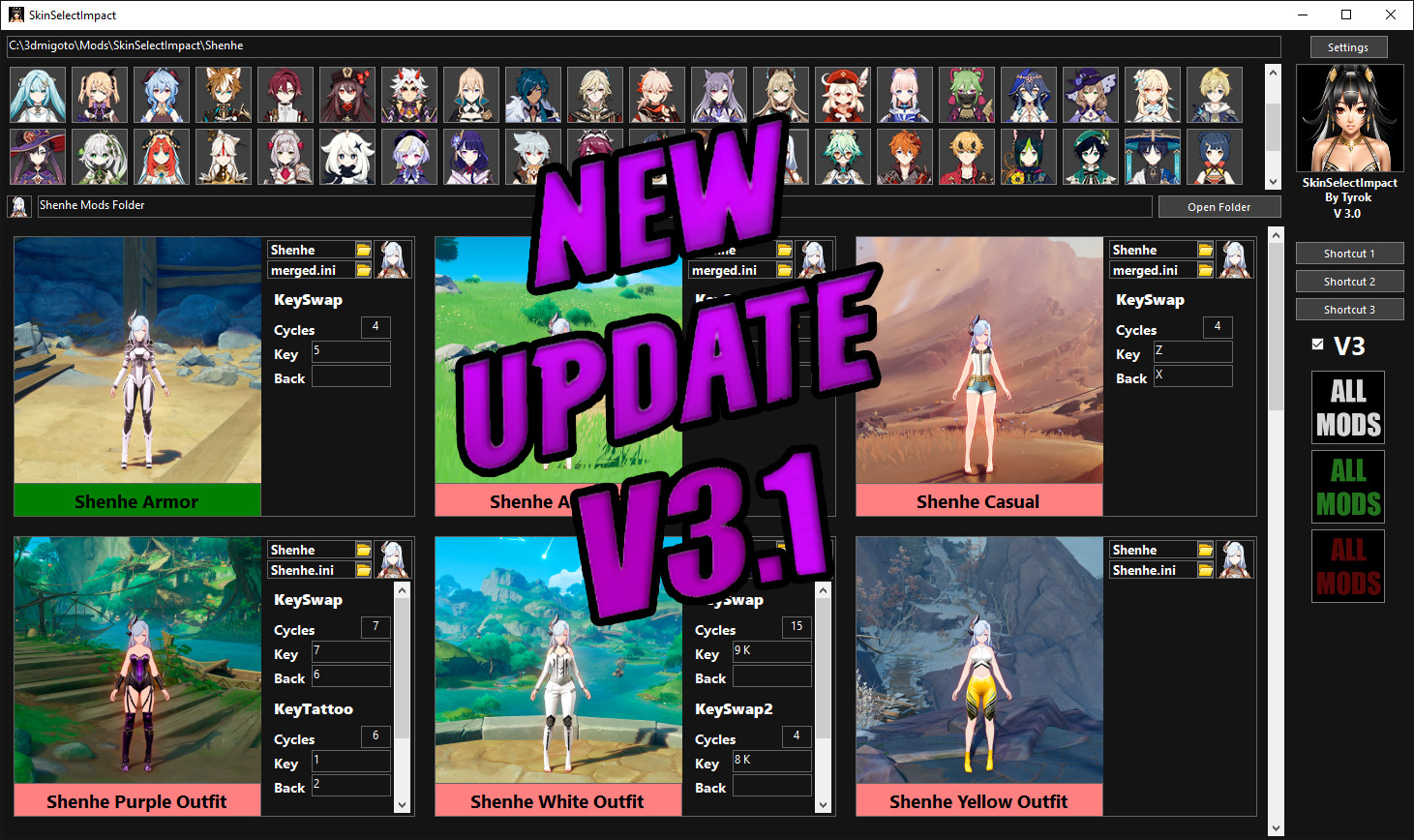 SkinSelectImpact(Order,Activate,Deactivate mods) [Genshin Impact] [Modding Tools]