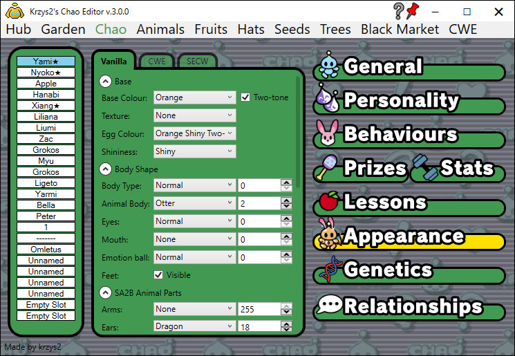 Krzys2's Chao Editor Modding Tool for Sonic Adventure 2 | SA2 Modding Tools