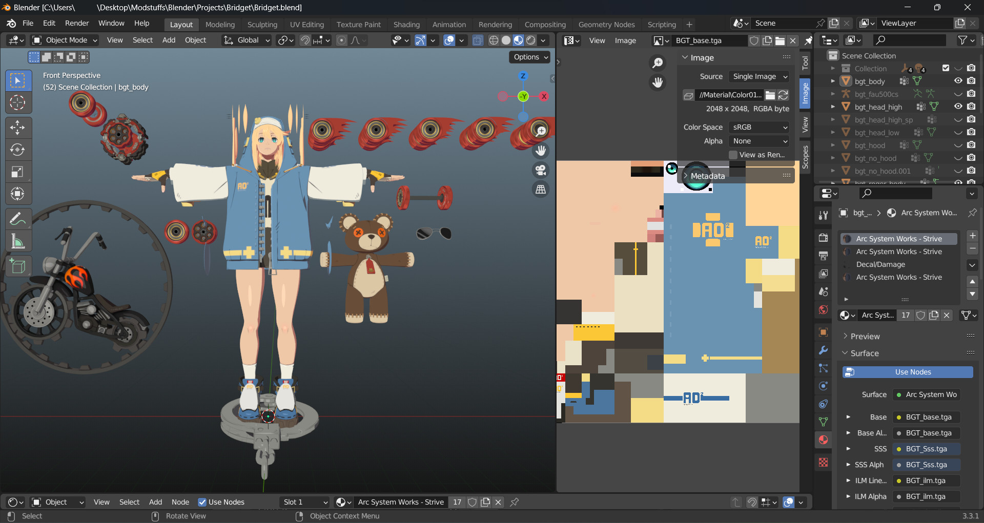 Bridget Template Textures & Blender Rig Modding Tool for GUILTY GEAR -STRIVE- | GGST Modding Tools