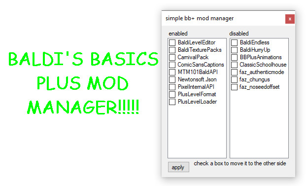 baldi's basics plus mod manager Modding Tool for Baldi's Basics | Baldi Modding Tools