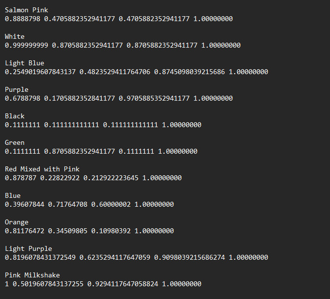 Ink Colour Dictionary Modding Tool for Splatoon | Splatoon Modding Tools