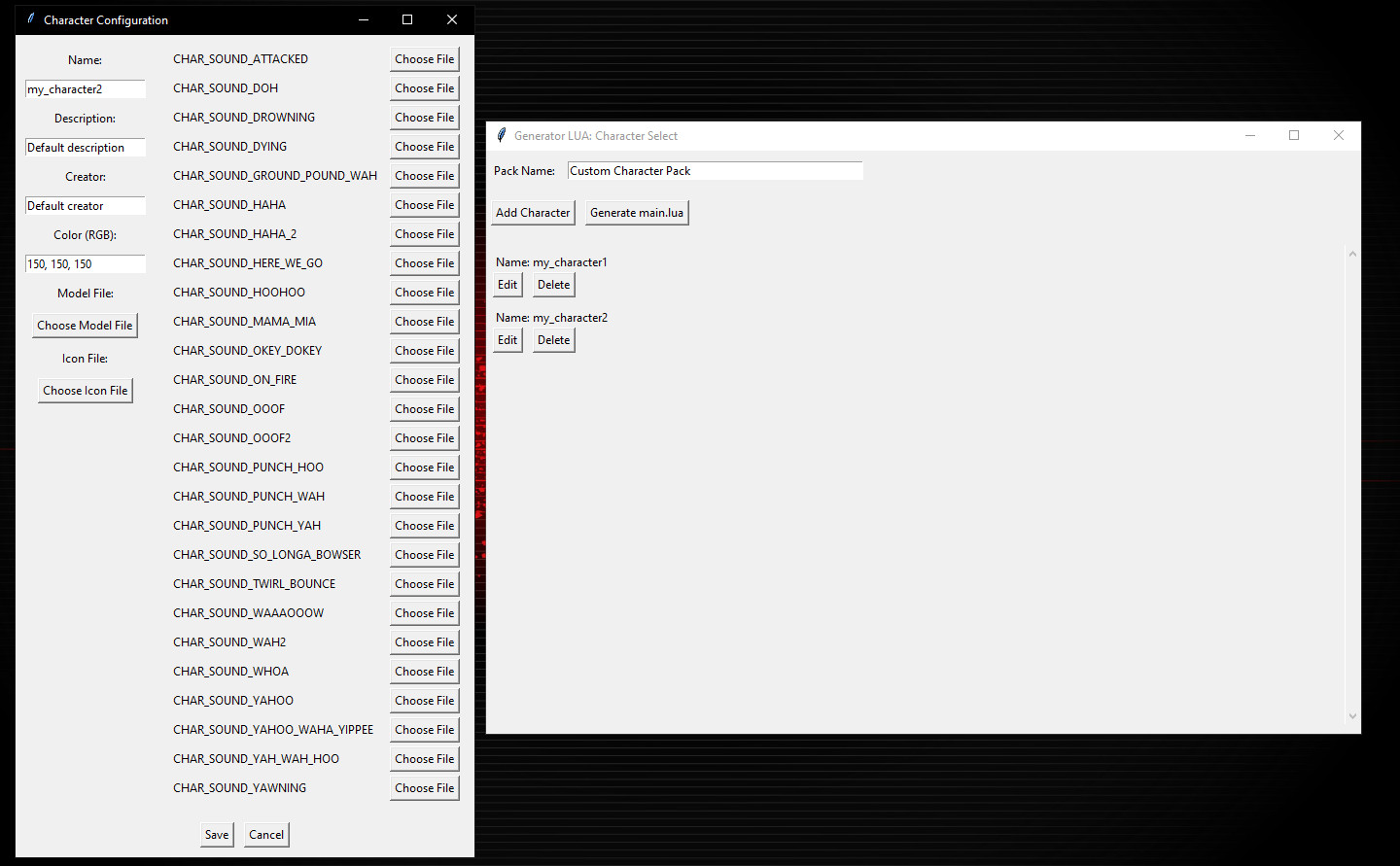 Generator LUA Character Select Modding Tool for Super Mario 64 PC Port ...