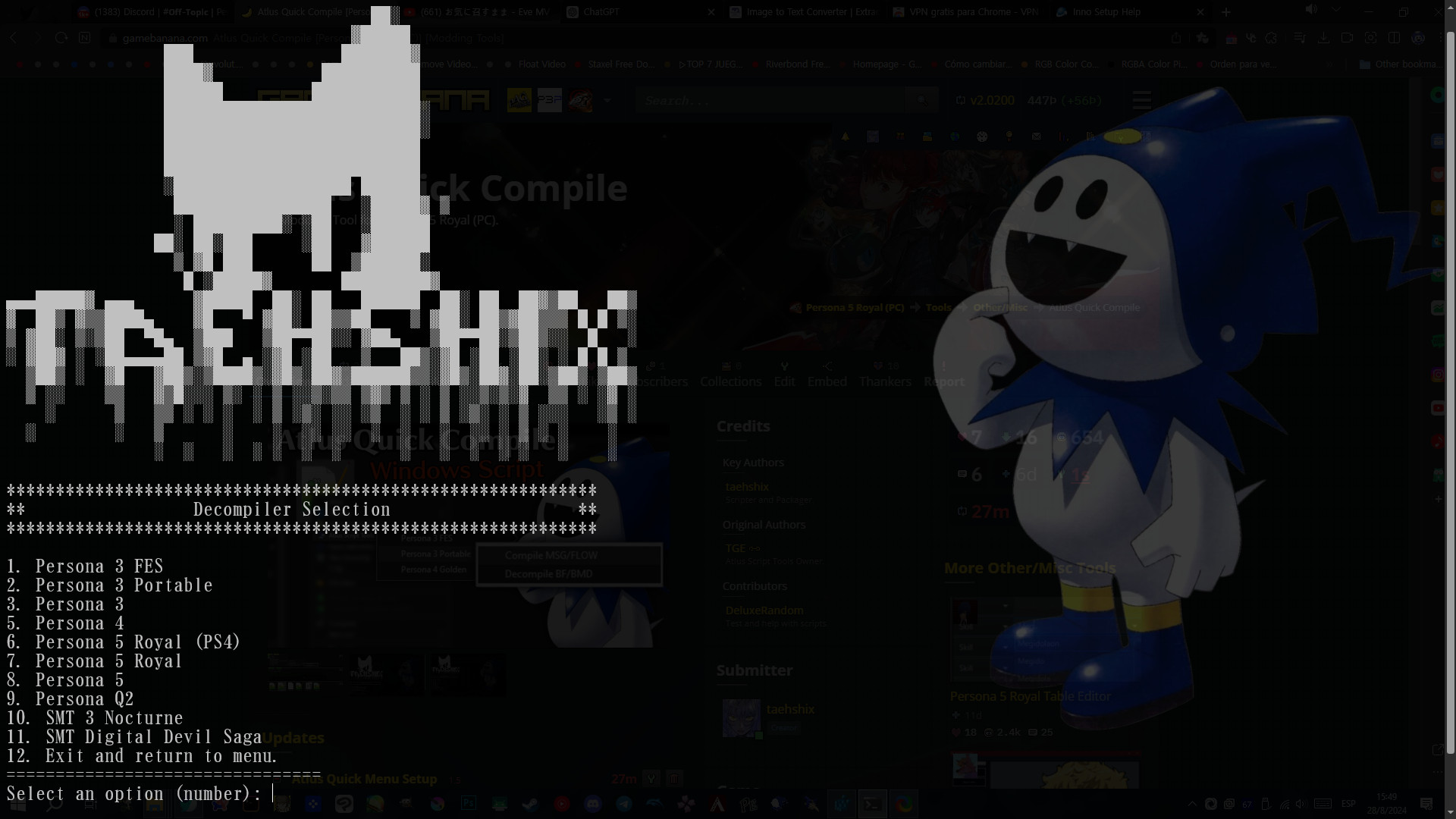 Atlus Quick Menu Compile Modding Tool for Persona 5 Royal (PC) | P5R ...