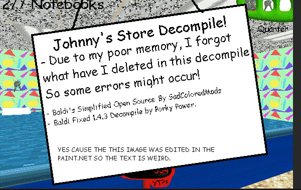 Johnnys Store Decompile Modding Tool For Baldis Basics Baldi Modding Tools